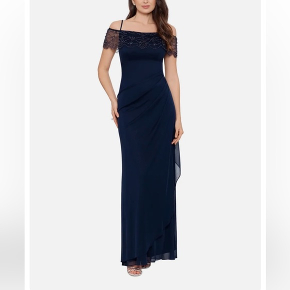 Xscape | Dresses | Nwt X By Xscape Womens Navy Cape Lined Spaghetti ...